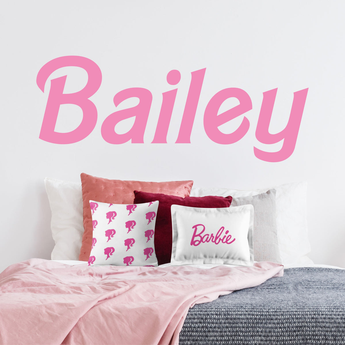Barbie Theme Wall Decal Name Sticker Name Wall Decal Custom Name Decal ...