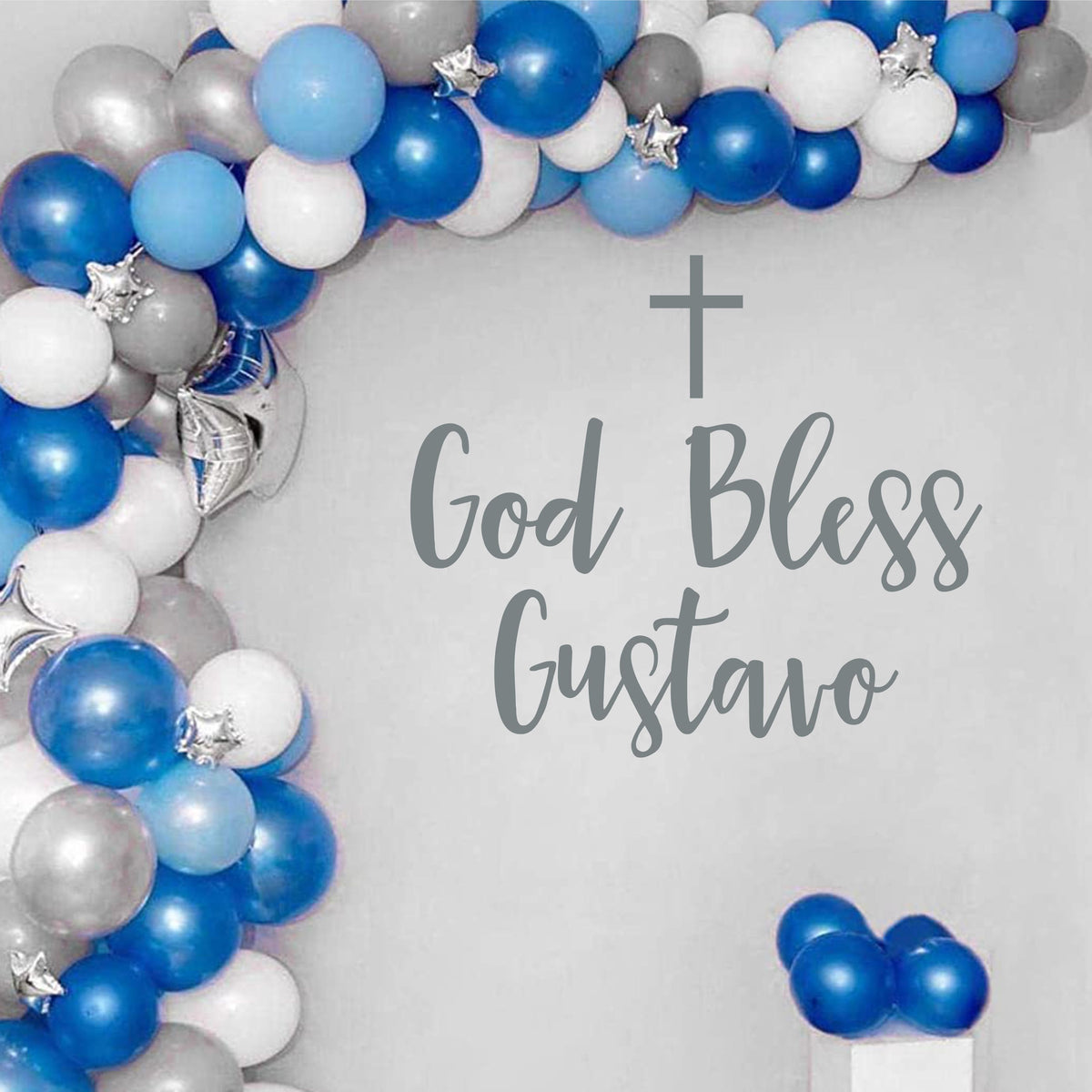 God Bless Decal - Personalized Baptism Decal For Balloon Arch - Cross ...