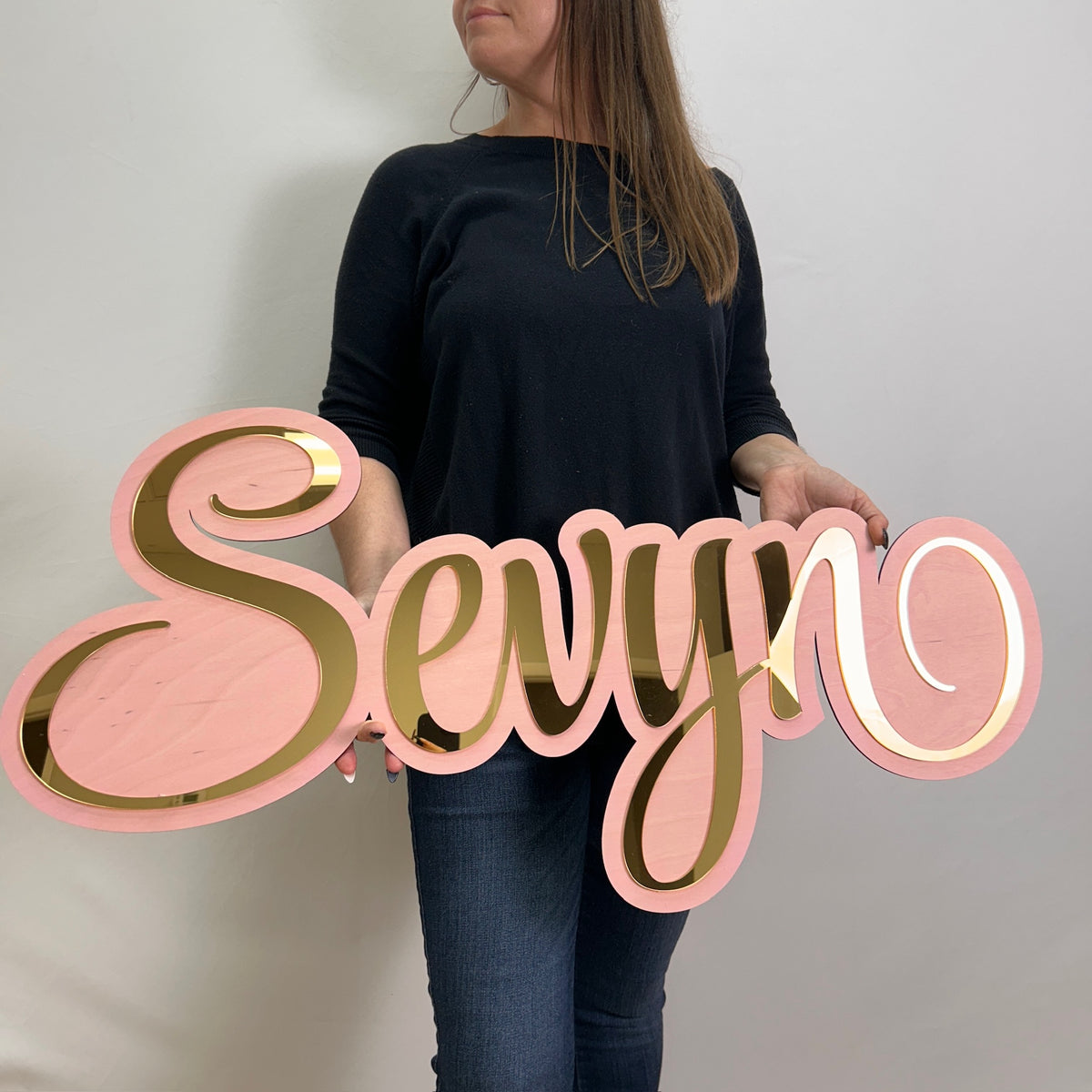 Double Layer Name Sign - Two Layer Name Sign - Personalized Wood and A ...