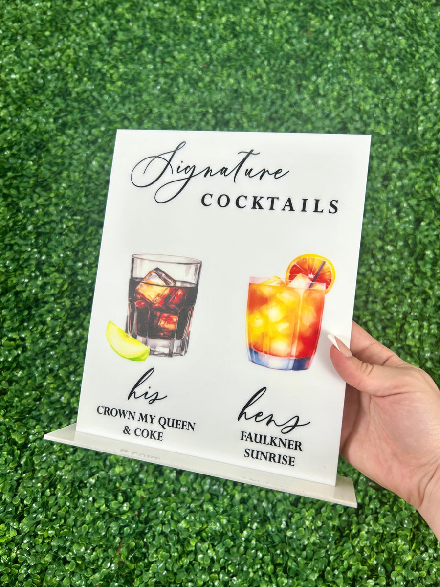 Signature Drink Bar Sign - Acrylic Bar Sign for Wedding - Frosted Acry ...